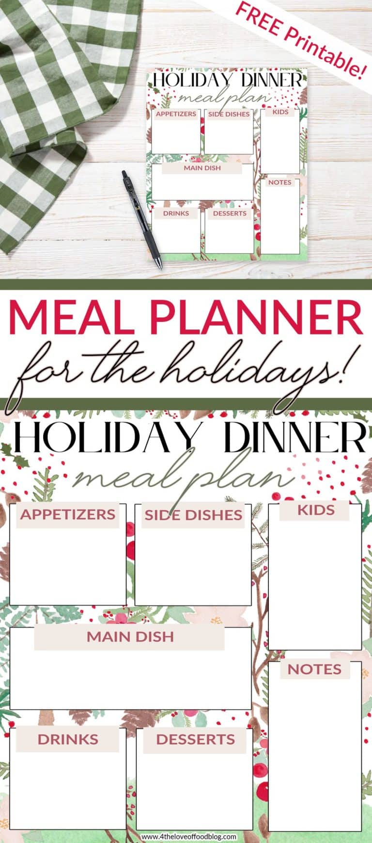 Printable Meal Planner for the Holidays! - For the Love of Food