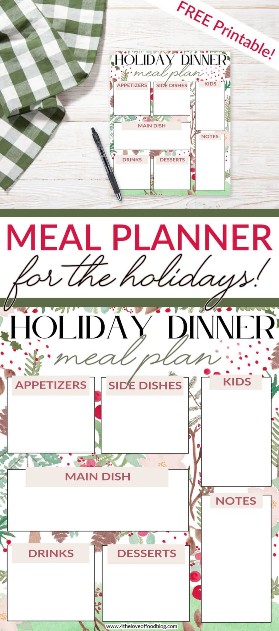 Printable Meal Planner for the Holidays! - For the Love of Food