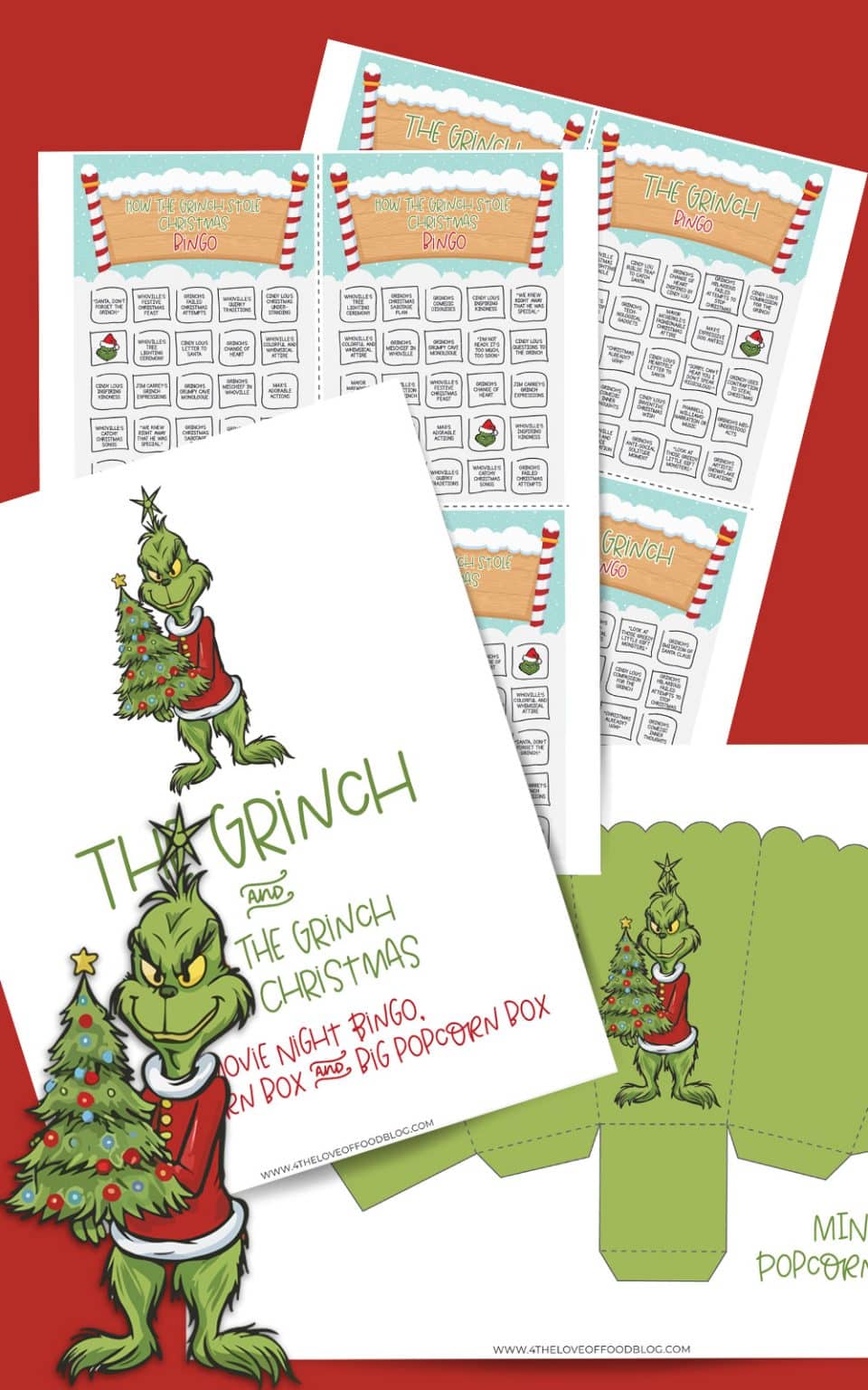 How the Grinch Stole Christmas Movie Bingo and Printable Popcorn Boxes ...