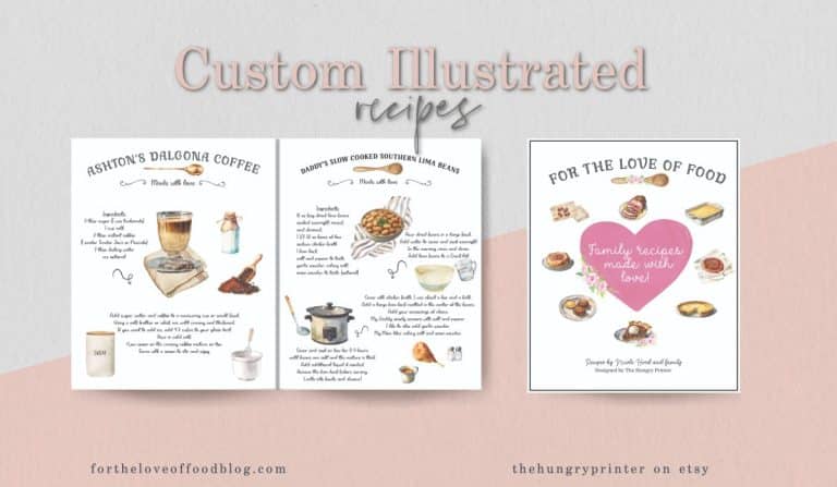Illustrated Family Recipe Book Gift Idea - For the Love of Food