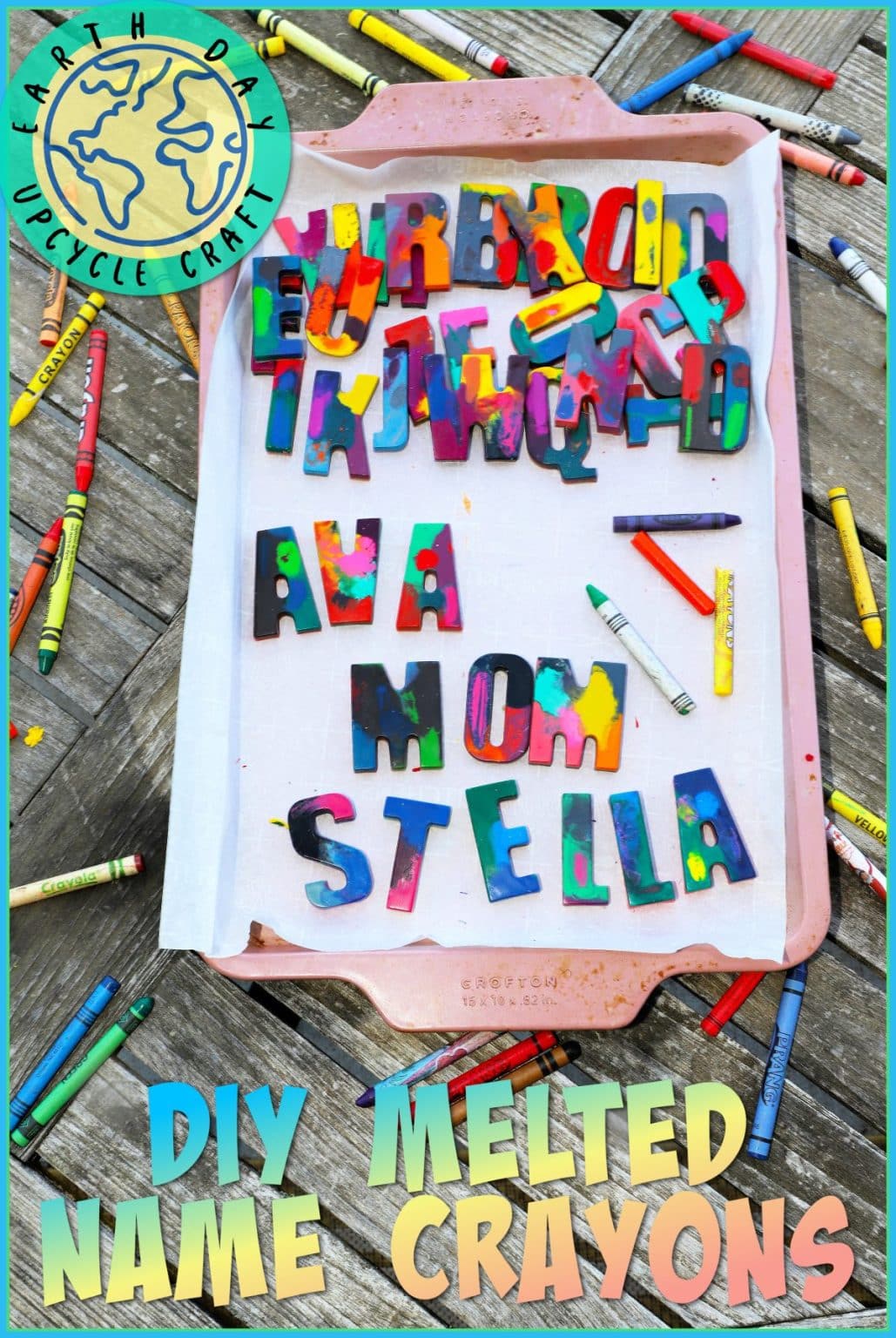 DIY Melted Name Crayons | Earth Day Upcycle Craft - For the Love of Food