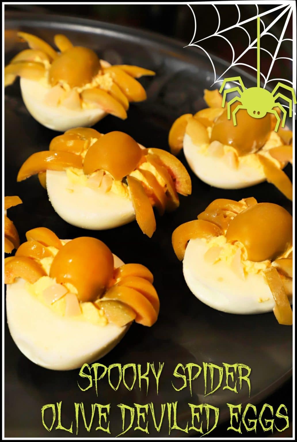 Spooky Spider Olive Deviled Eggs - For the Love of Food