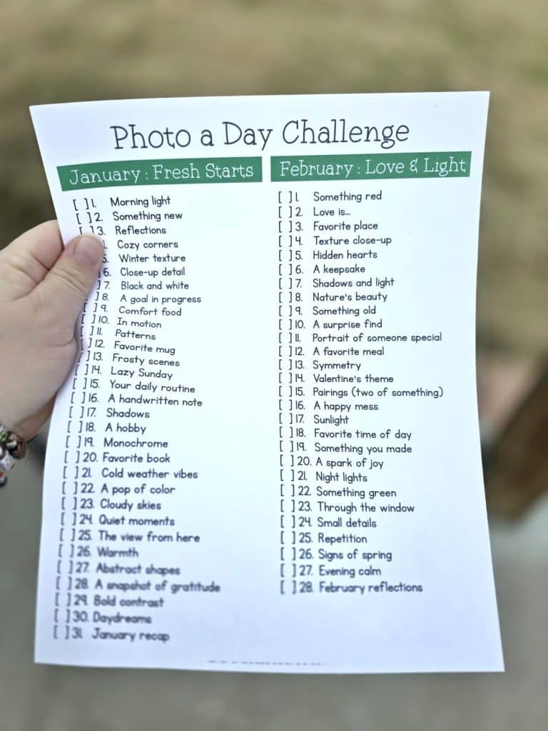 Photo A Day Challenge | Free Printable Checklists - For the Love of Food