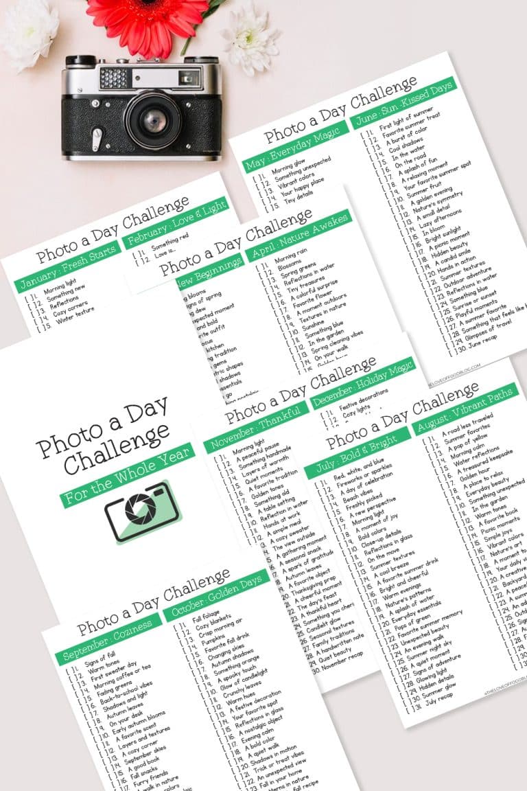 Photo A Day Challenge | Free Printable Checklists - For the Love of Food