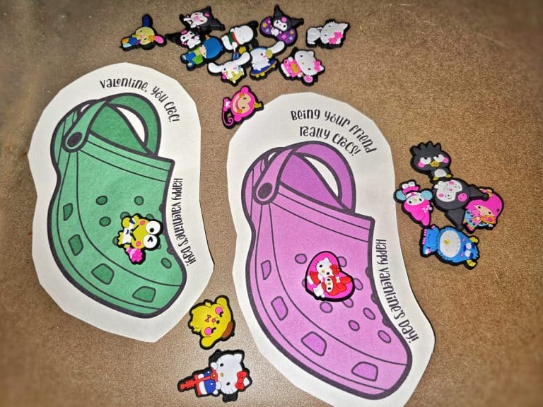 Croc Charm Printable Class Valentine's Day Cards - For the Love of Food