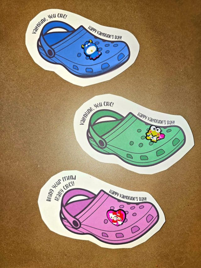 Croc Charm Printable Class Valentine's Day Cards - For the Love of Food