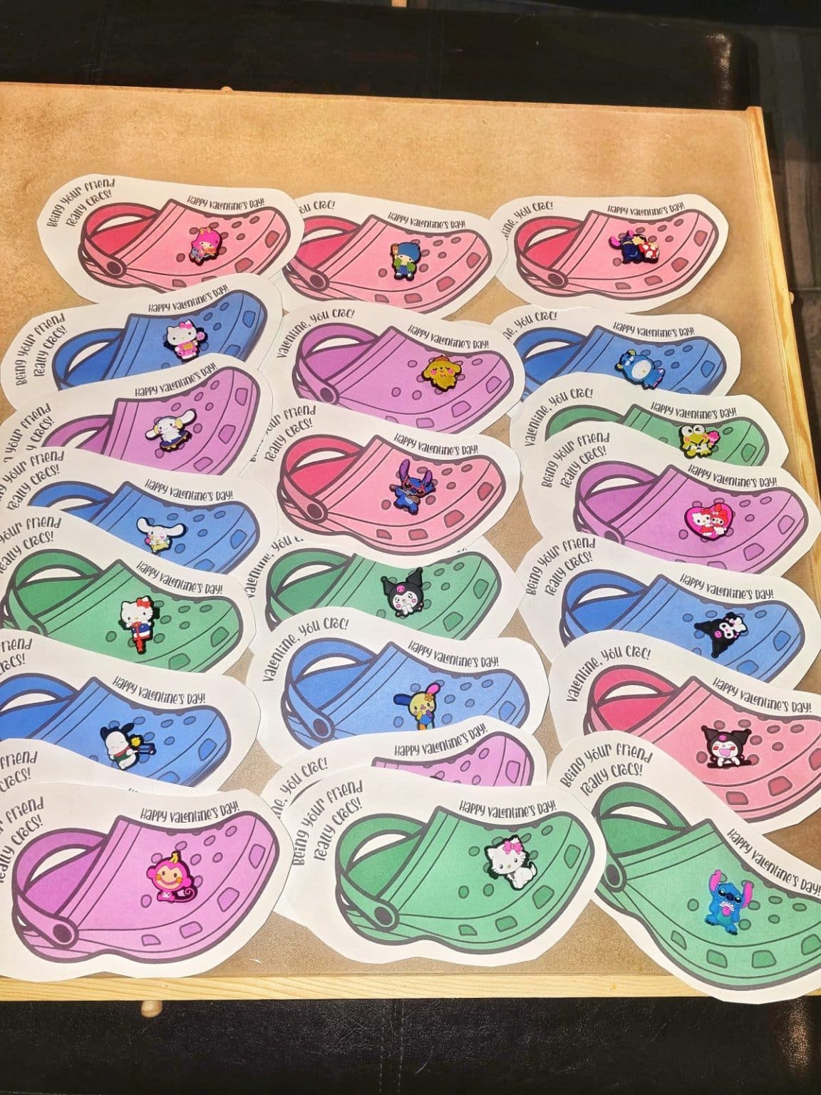 Croc Charm Printable Class Valentine's Day Cards - For the Love of Food