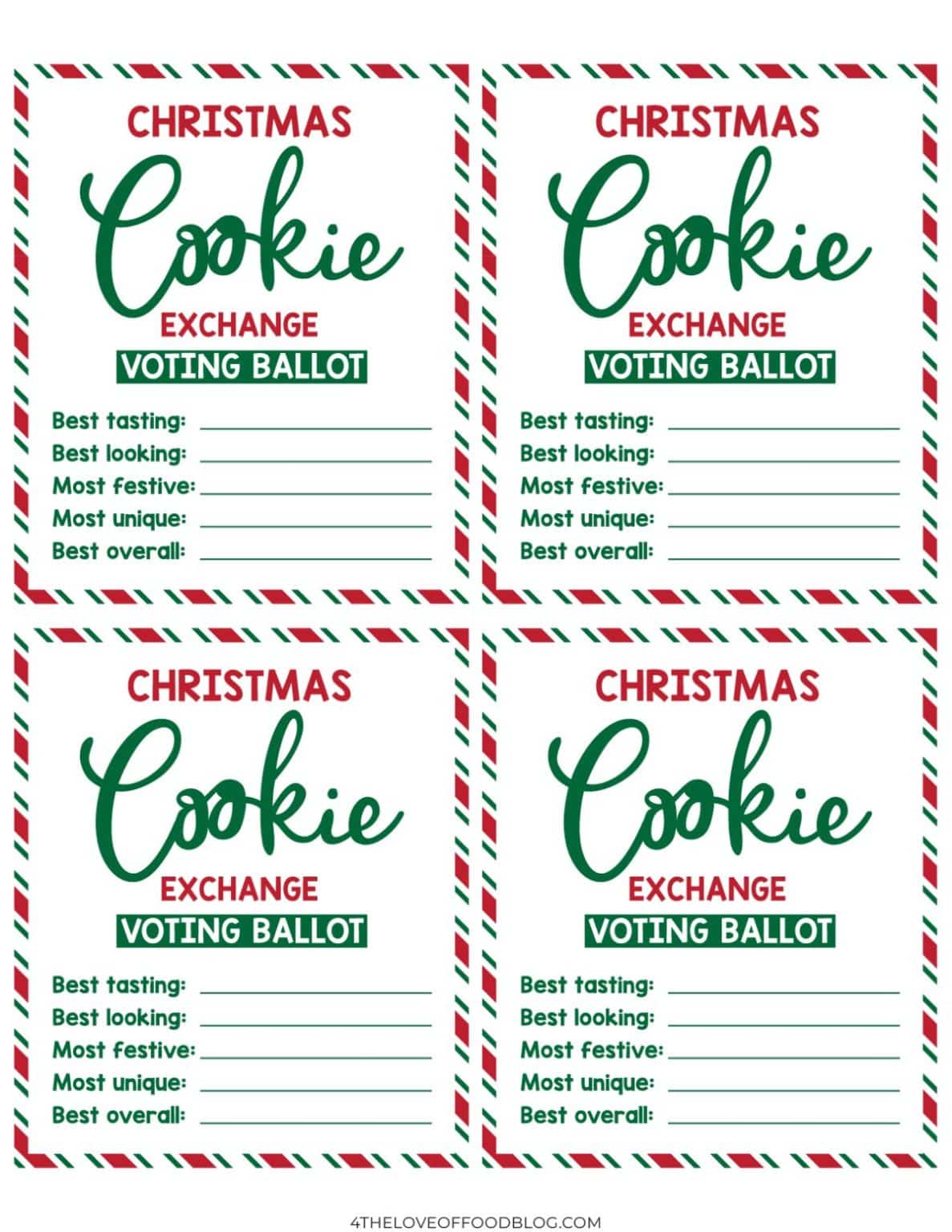 Christmas Cookie Exchange Free Printables - Ballots, Awards, and Signs ...